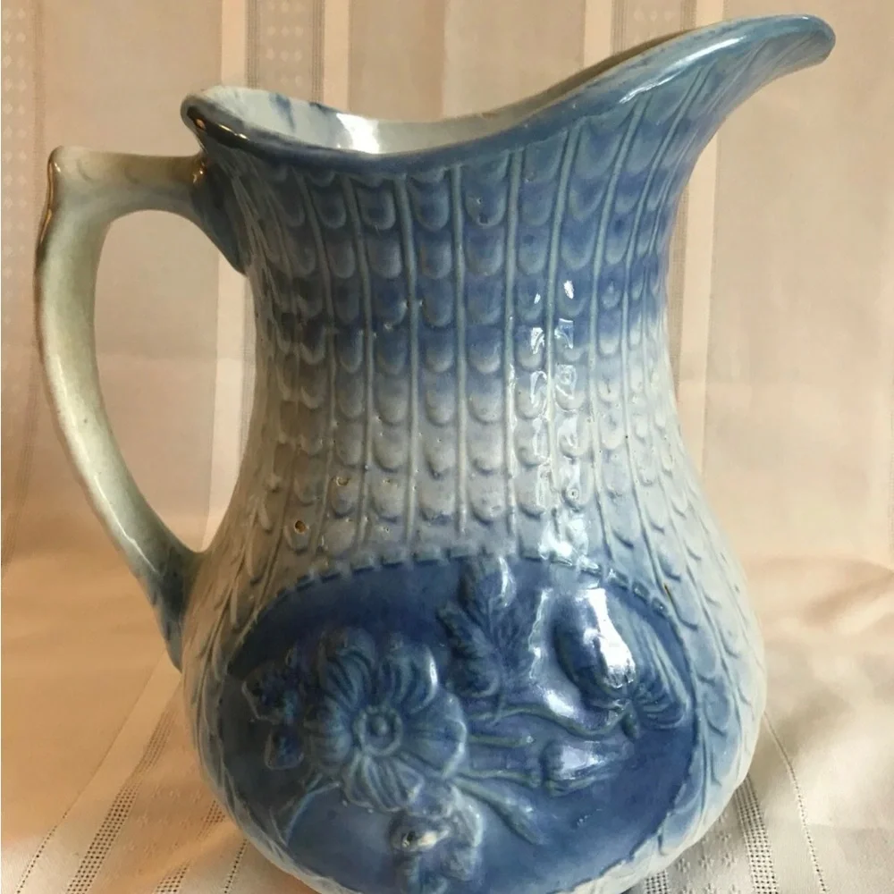 Kitchen | Antique Ae Hull Salt Glazed Stoneware Verigated Blue Pitcher ...